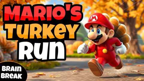 Brain Break Land: Mario's Turkey Run | Fitness Run | Brain Break | Mini ...